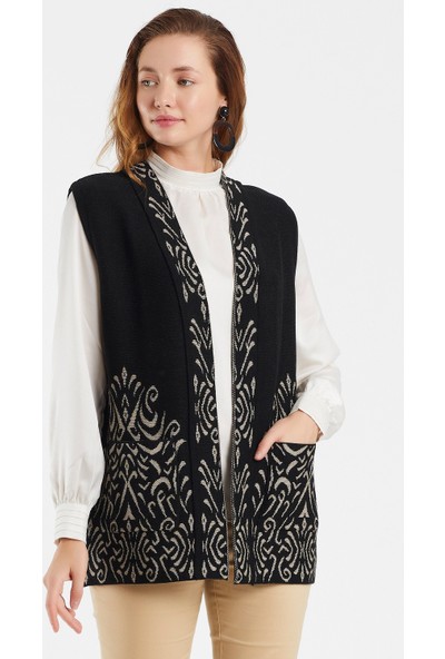 Uludağ Triko Desenli Triko Yelek / Siyah Uludağ Triko Desenli Triko Yelek / Siyah