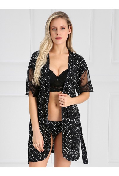 Anıl 4759 Kadın Kısa Kollu Dantelli Bustiyer Külot Sabahlık Set Çeyizlik Anıl 4759 Kadın Kısa Kollu Dantelli Bustiyer Külot Sabahlık Set Çeyizlik