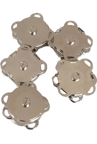 Angel Çanta Aksesuar Örgü Çantaya Mini Dikmeli Mıknatıs Gümüş Renk 5Li Paket Angel Çanta Aksesuar Örgü Çantaya Mini Dikmeli Mıknatıs Gümüş Renk 5Li Paket