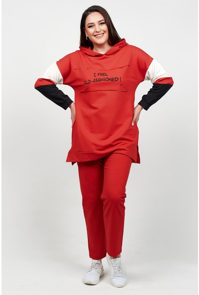 Womenice Kadın Turuncu Old Fashione Büyük Beden Eşofman Takım Womenice Kadın Turuncu Old Fashione Büyük Beden Eşofman Takım