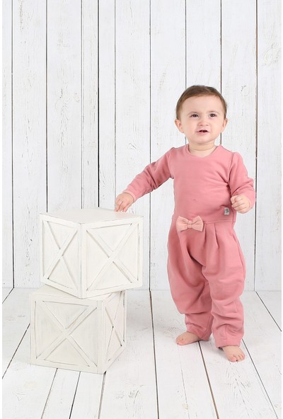 Nilakids Pembe Fırfır Detaylı Kız Bebek Tulum Elbise NK01018P (6 Ay - 3 Yaş)