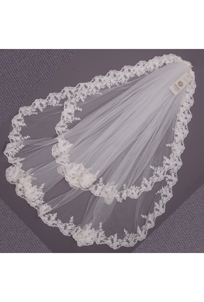 Narin Moda Gelinlik Çift Kat Tül Danteli Gelinlik Duvağı