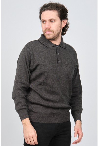 Woolen World Erkek Polo Yaka Yün Kazak 5596771 Füme Woolen World Erkek Polo Yaka Yün Kazak 5596771 Füme