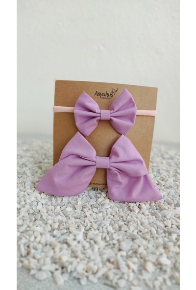 Asyakuş Collection Mor Renk Fiyonk Anne Kız Taç Seti Asyakuş Collection Mor Renk Fiyonk Anne Kız Taç Seti