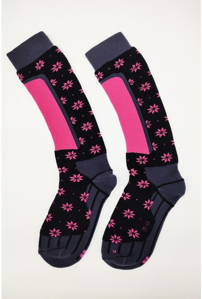 Gogg Dizaltı Havlu Taban Kar Tanesi Desenli 2'li Set Kadın Kayak Çorabı Gogg Dizaltı Havlu Taban Kar Tanesi Desenli 2'li Set Kadın Kayak Çorabı