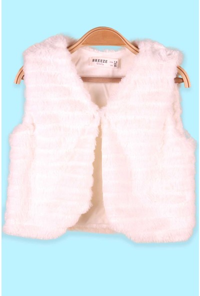 Breeze Kız Çocuk Yelek Peluşlu Ekru (1.5-12 Yaş)
