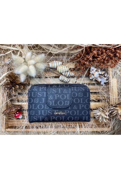 Just Polo Kadın Siyah Silinmez Baskılı Cüzdan