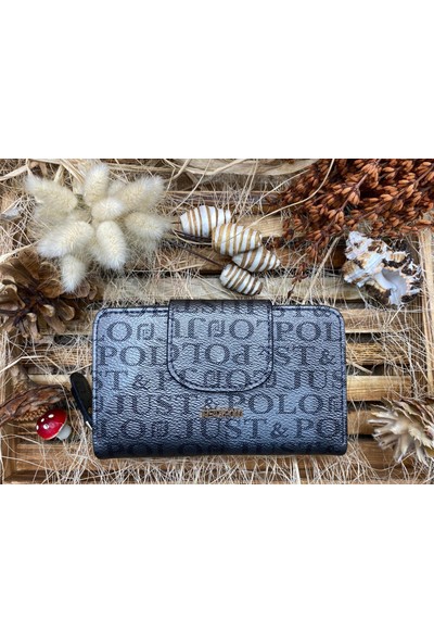 Just Polo Kadın Gri Silinmez Baskılı Cüzdan