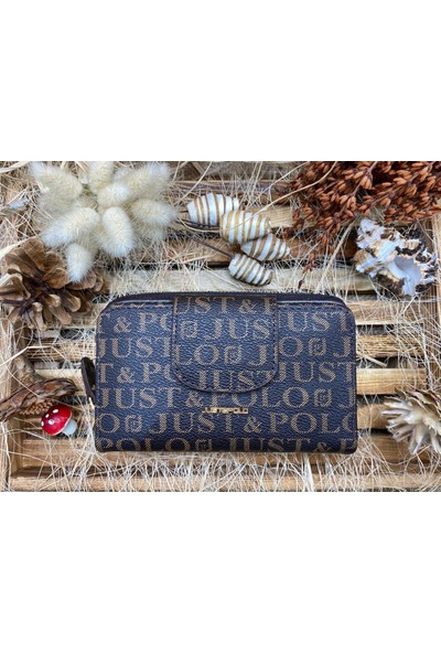Just Polo Kadın Kahverengi Silinmez Baskılı Cüzdan