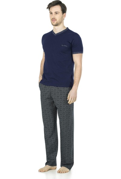 Pierre Cardin Lacivert V Yaka Kısakollu 3lü Penye Pijama Takımı Pierre Cardin Lacivert V Yaka Kısakollu 3lü Penye Pijama Takımı