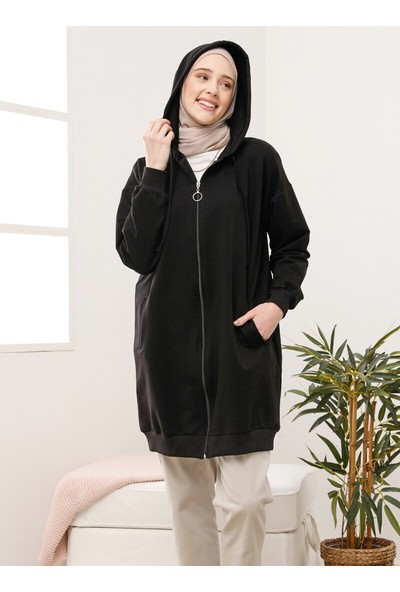 Refka Fermuarlı Spor Kap - Siyah - Refka