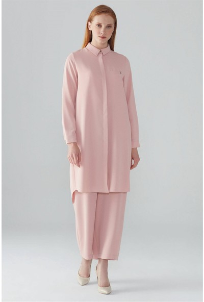 Zühre Gizli Düğme Detaylı Tunik Pudra T-0767