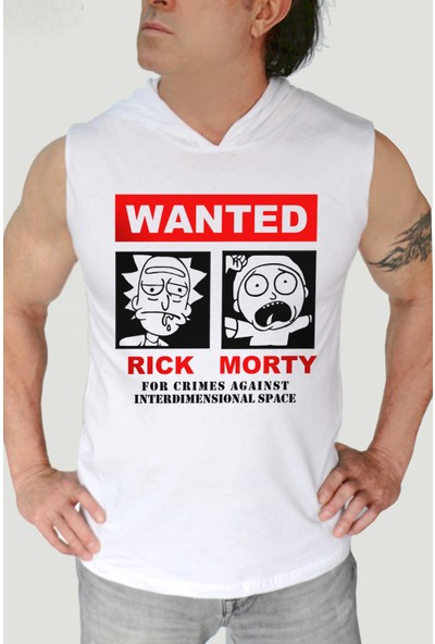 Rock & Roll Aranıyor Beyaz Kapşonlu Kolsuz T-Shirt