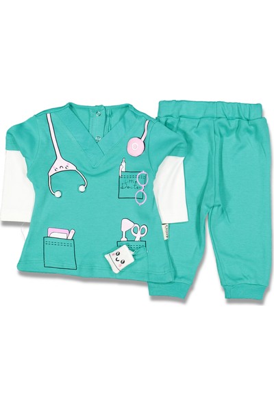 Necixs Baby Kız Bebek Pembe Doktor Önlüğü Temalı Hediyelik 2 Parçalı Takım