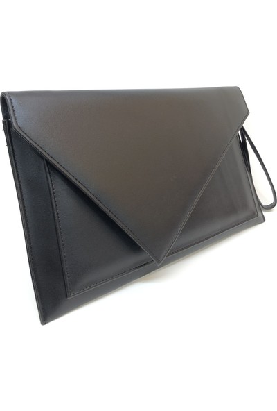 Womenacs Siyah Renk Kadın Abiye Portföy Clutch Çanta Bol Gözlü Mıkanatıslı Kapak Uzun Askılı