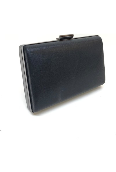 Womenacs Siyah Renk Sıvama Desenli Abiye Portföy Clutch Kadın Çanta Elde ve Uzun Askılı Kullanım