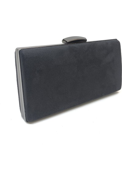 Womenacs Siyah Renk Süet Abiye Portföy Clutch Kadın Çanta Elde ve Uzun Askılı Kullanım