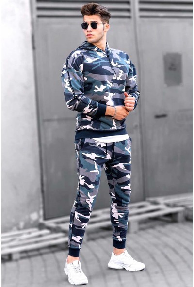 Madmext Mavi Kamuflaj Desenli Eşofman Takımı 4765