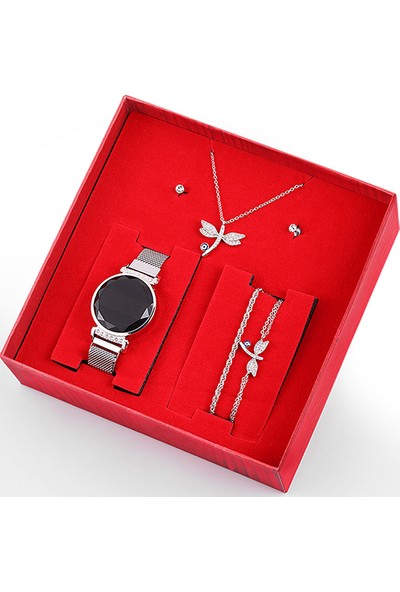 Ricardo Dokunmatik Kadın Kol Saati Kolye Bileklik Küpe Seti
