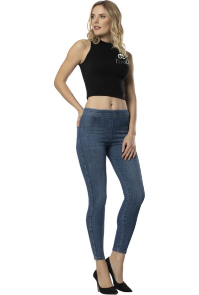 Fandd Koyu Mavi Lycra Jean - Denim Tarz Kadın Tayt Pantalon Fandd Koyu Mavi Lycra Jean - Denim Tarz Kadın Tayt Pantalon