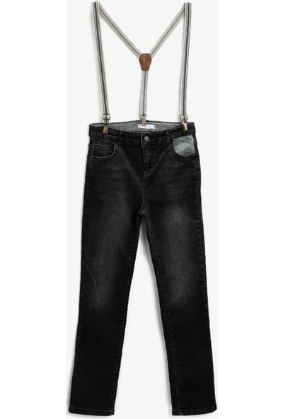 Koton Askılı Pamuklu Cepli Jean Pantolon