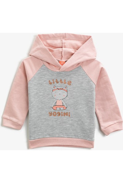 Koton Organik Kapüsonlu Pamuklu Baskili Bisiklet Yaka Sweatshirt Koton Organik Kapüsonlu Pamuklu Baskili Bisiklet Yaka Sweatshirt