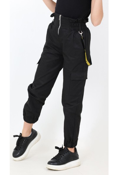 Enisena Koyu Siyah Kız Cocuk Jogger Pantolon