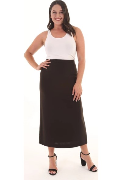 Elsin Butik Kadın Büyük Beden Beli Lastikli Arka Kapalı Pili Kaşe Portoriko Kumaş Etek FESB3234 Elsin Butik Kadın Büyük Beden Beli Lastikli Arka Kapalı Pili Kaşe Portoriko Kumaş Etek FESB3234