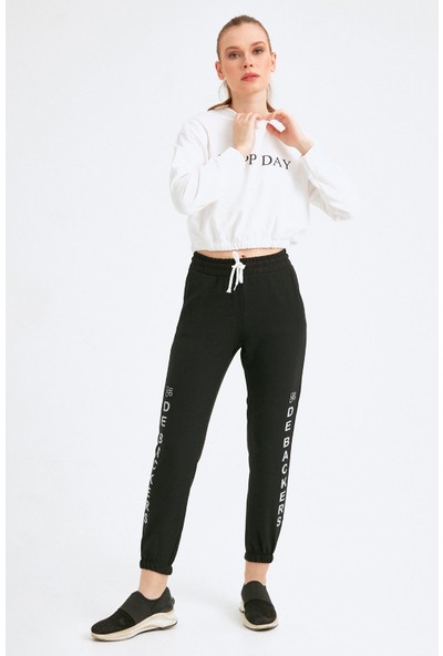 FullaModa Paçası Lastikli Baskılı Eşofman Altı