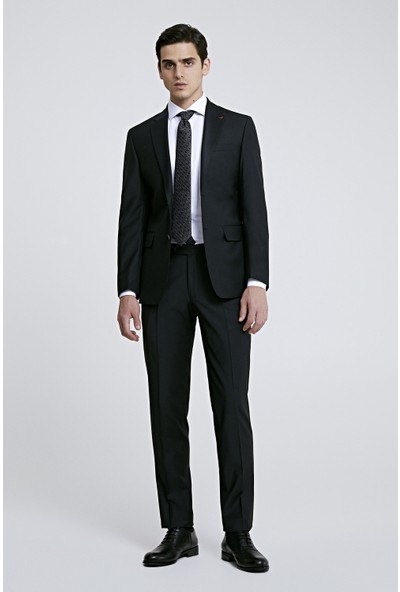 D'S Damat Ds Damat Slim Fit Siyah Düz Travel Takım Elbise