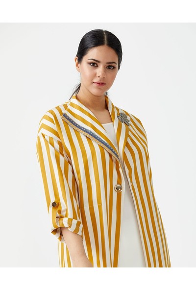 Seçil Galaxı Büyük Beden Çizgili Ceket