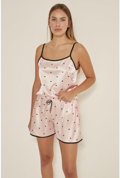 C&City Arles Kadın Kalp Desenli Saten Atlet C&City Arles Kadın Kalp Desenli Saten Atlet