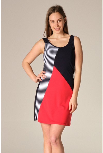 C&city E-13 Kadın Penye Plaj Elbisesi Lacivert