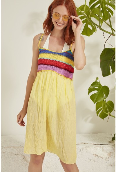 C&city Kadın Pareo Plaj Elbisesi 21814 Sarı