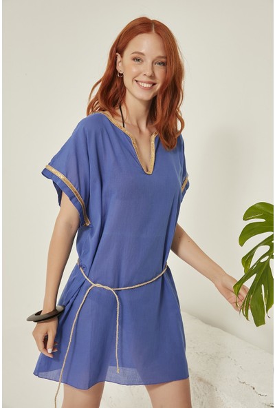 C&city Kadın Pareo Plaj Elbisesi 21917 Sax Mavi
