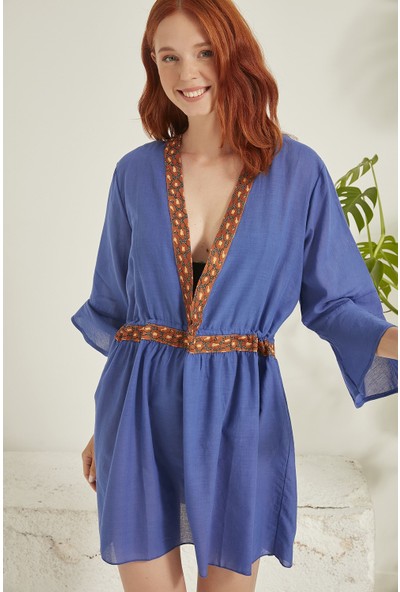 C&city Kadın Pareo Plaj Elbisesi 21920 Sax Mavi