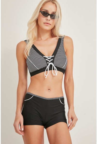 C&city Kadın Toparlayıcı Şortlu Bikini Takım 3015 Siyah