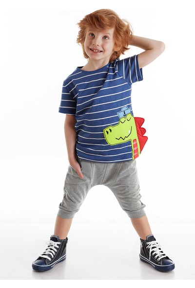 Denokids Denizci Dino Erkek Çocuk Tshirt&kapri Takım