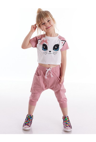 Denokids Kedi Maviş Kız Kapri Takım