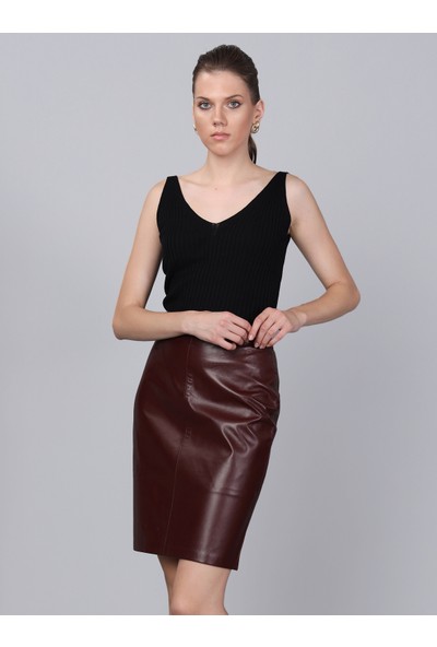 Basics&more Kadın Deri Etek - SK04 Basics&more Kadın Deri Etek - SK04