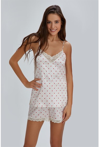 Dagi Ekru Kalpli Askılı Şort Takımı Dagi Ekru Kalpli Askılı Şort Takımı