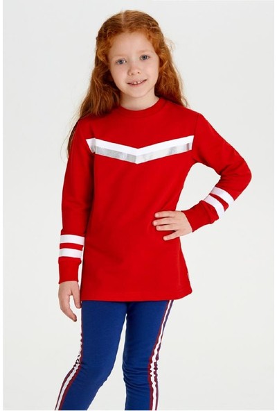 Wonder Kids Kız Çocuk Çizgili Kırmızı Sweatshirt MK20AW7012-K
