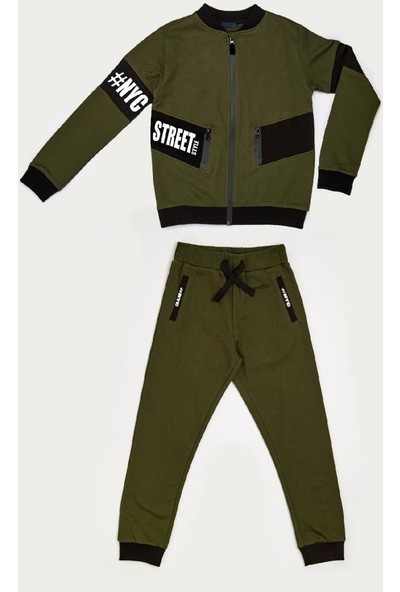 Wonder Kids Genç Erkek Haki Kapüşonlu Sweatshirt ve Eşofman Altı 2'li Takım MK20AW8041 Wonder Kids Genç Erkek Haki Kapüşonlu Sweatshirt ve Eşofman Altı 2'li Takım MK20AW8041