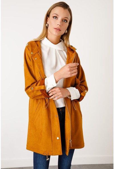 Ekol Kapüşonlu Güderi Trençkot