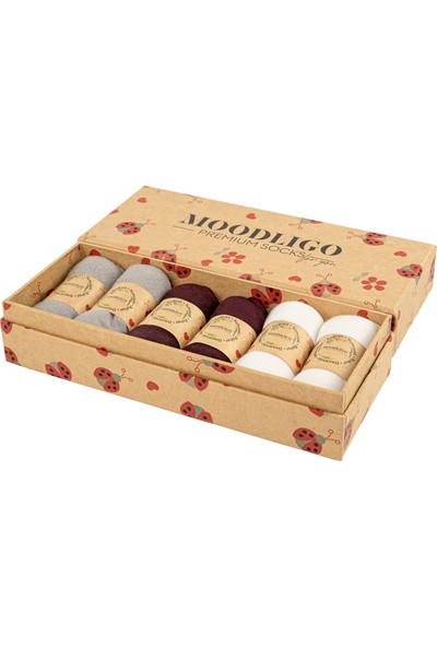 Moodligo Premium 6'lı Bambu Patik Kadın Çorap - 2 Gri 2 Bordo 2 Beyaz Moodligo Premium 6'lı Bambu Patik Kadın Çorap - 2 Gri 2 Bordo 2 Beyaz