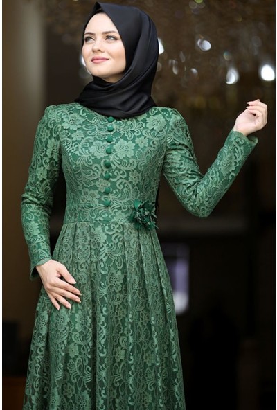 Moda Çizgi Ahunisa Henna Abiye Haki 5646 - Moda Çizgi