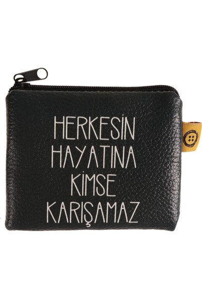 Çetin Herkesin Hayatına Kimse Tasarımlı Süet Bozuk Para Cüzdanı