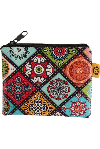 Çetin Etnik Mandala Model Tasarımlı Süet Bozuk Para Cüzdanı Çetin Etnik Mandala Model Tasarımlı Süet Bozuk Para Cüzdanı
