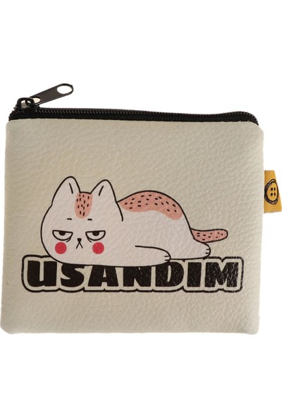 Çetin Usandım Tasarımlı Süet Bozuk Para Cüzdanı