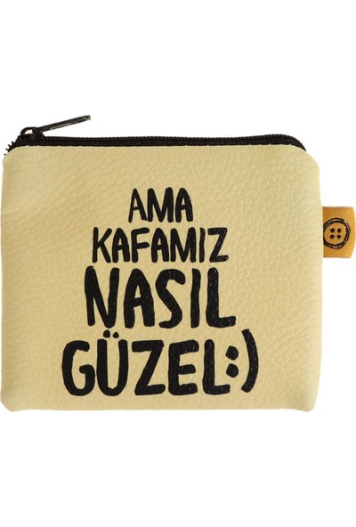 Çetin Sarı Ama Kafamız Nasıl Güzel Tasarımlı Süet Bozuk Para Cüzdanı